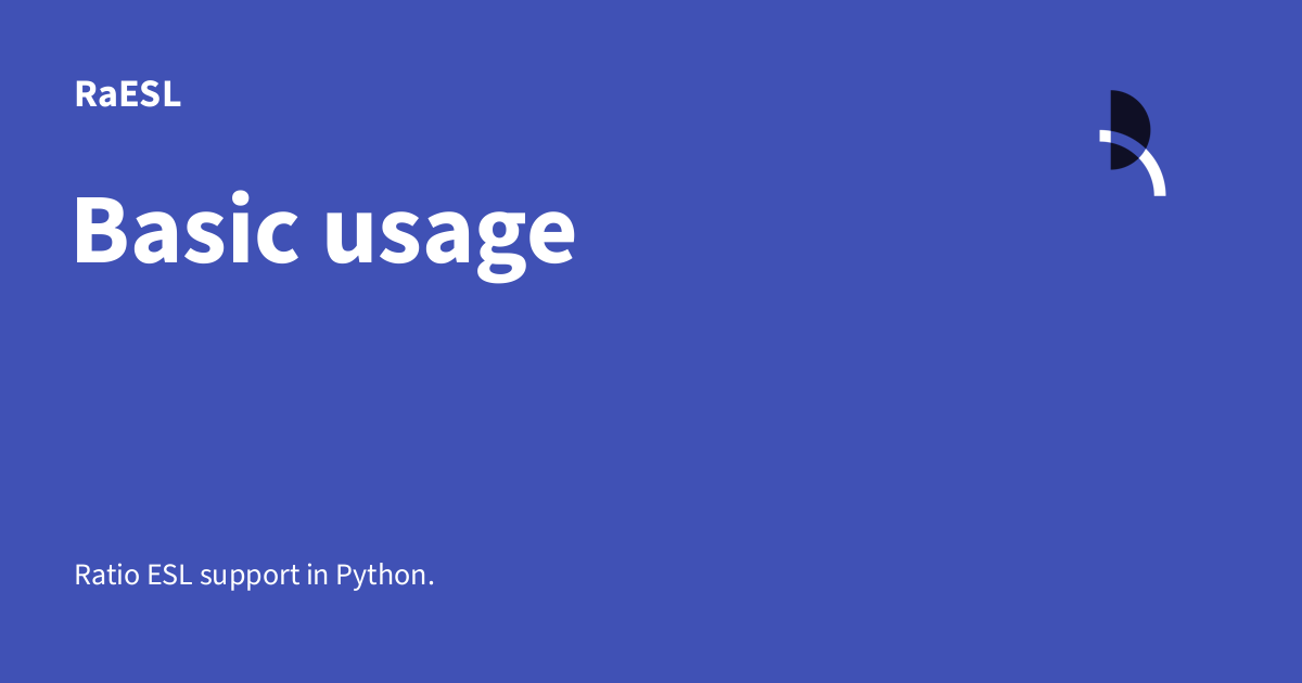 Basic usage - RaESL